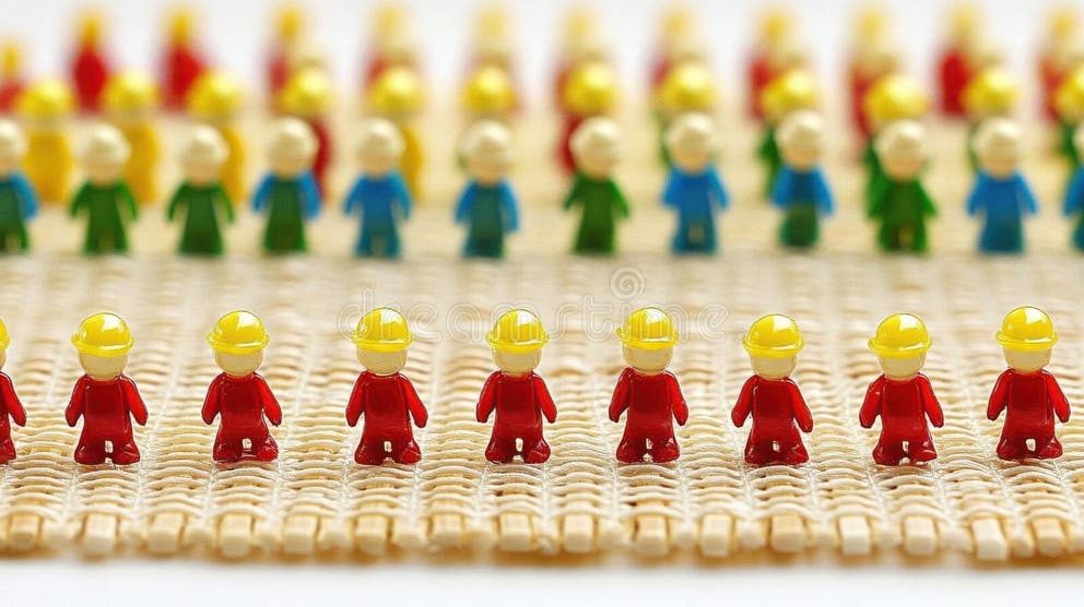 Little Figures Stand in Rows Representing Organization and Hierarchy ...