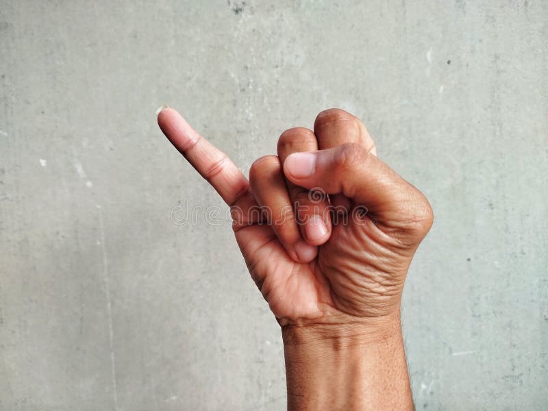 Hand Action Gesture on Gray Background, Stock Photo - Image of sign ...