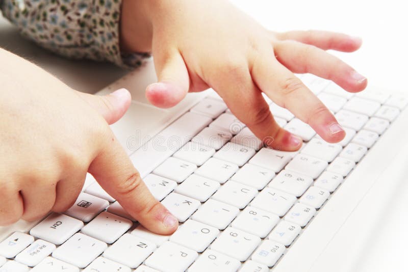 Little Fingers Using Laptop Stock Photo - Image of laptop, preschooler ...