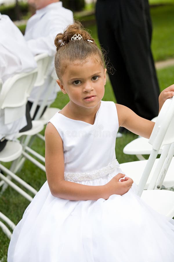 Little Flower Girl stock photo. Image of sitting, white - 6659666