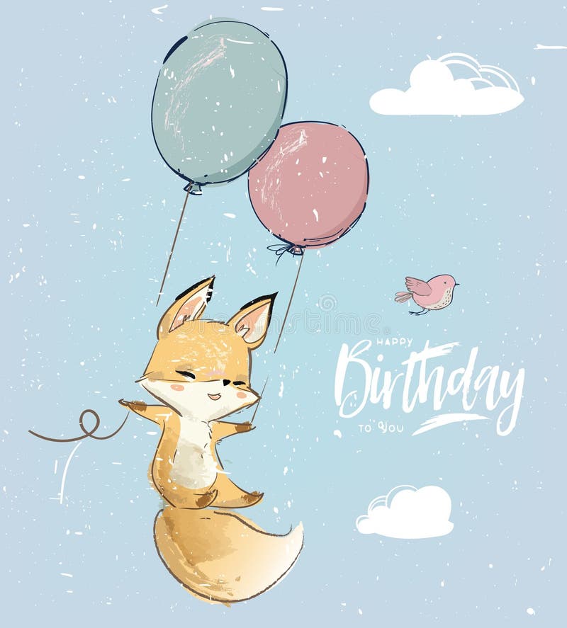 Fox and balloon stock vector. Illustration of flying - 82910657