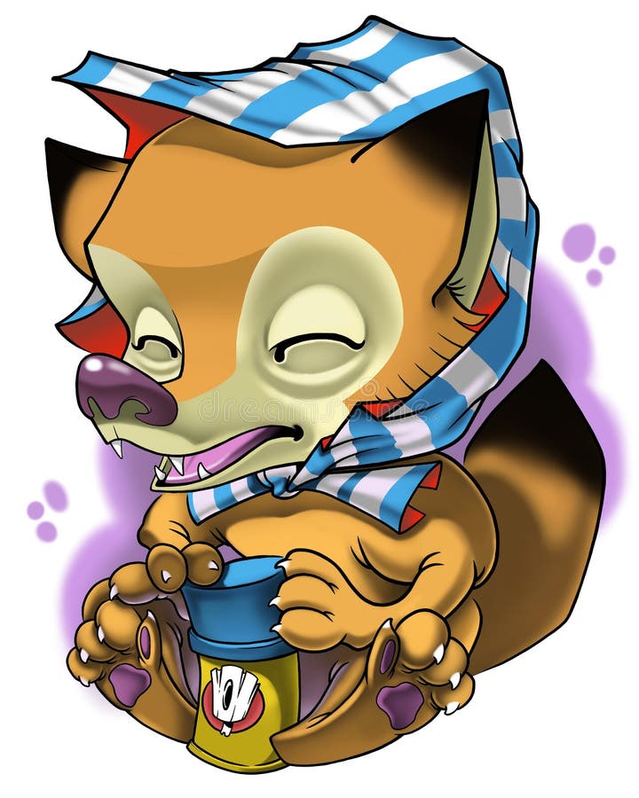 Little Fox Handle a Spray Paint Stock Illustration - Illustration of ...