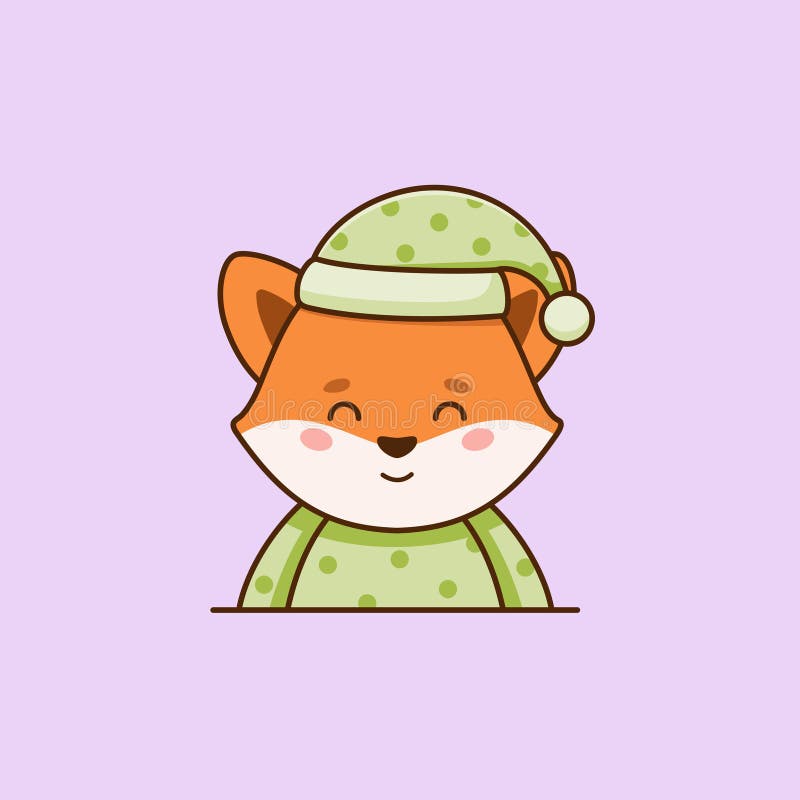 Little Fox in Pajama and Night Cap Stock Vector - Illustration of ...