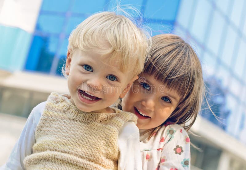 Little friends stock photo. Image of sister, green, love - 23002384