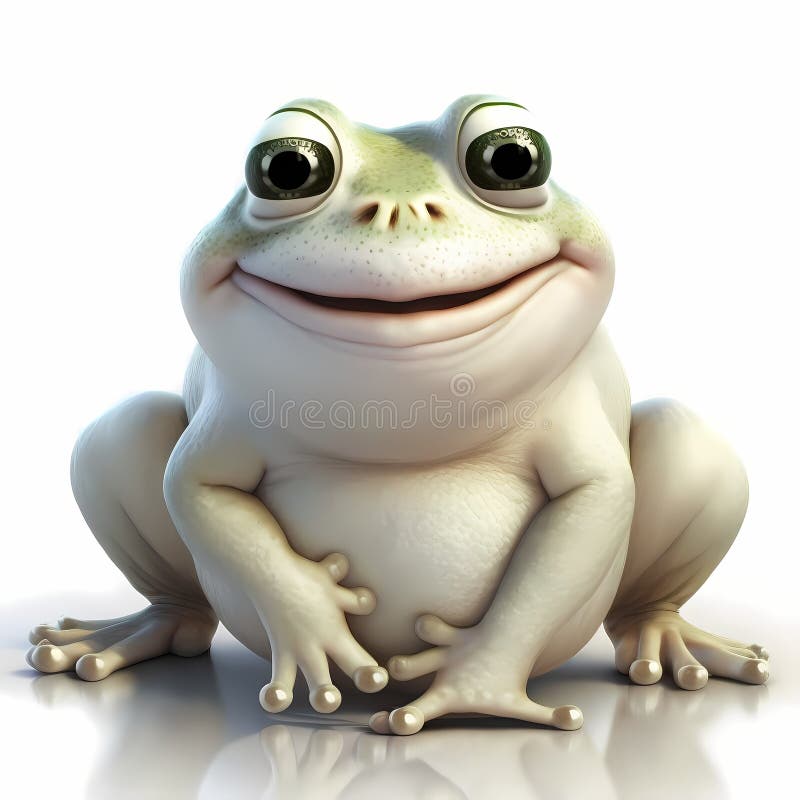 Little White Frog Cartoon. Generative AI Stock Illustration ...