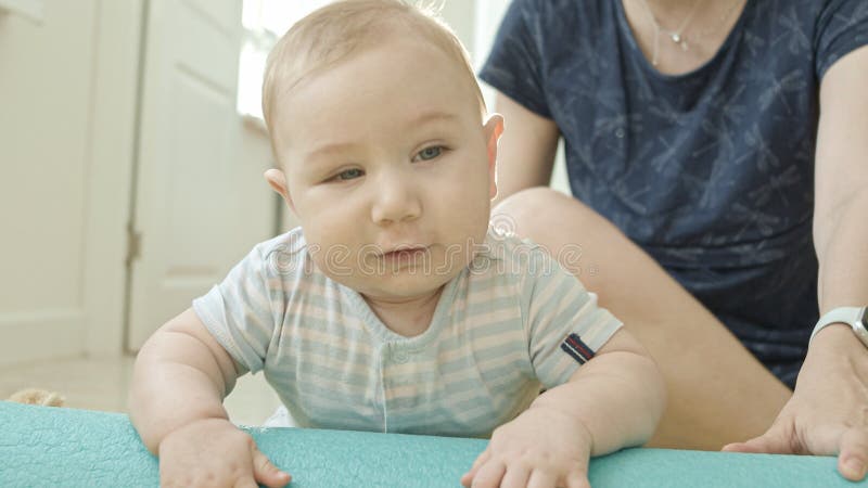 A Little Funny Baby in Front of the Camera Stock Image - Image of ...