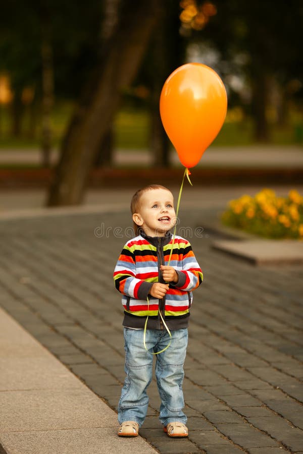 Little Funny Boy with Balloon Stock Image - Image of multi, laughing ...