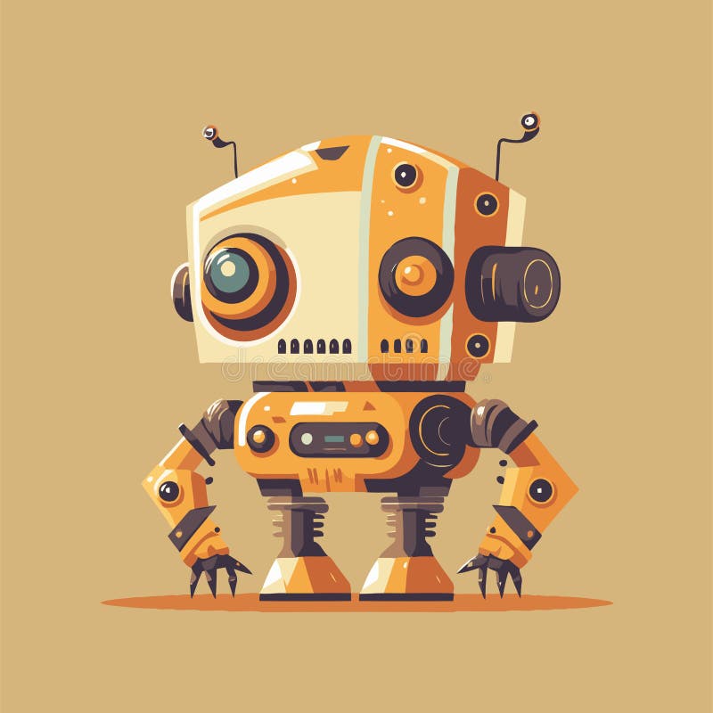 Little Funny Robot Machine Character Logo Mascot Flat Vector Design ...