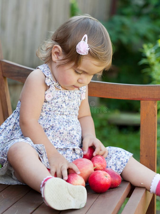 Little girl stock photo. Image of girl, basket, dress - 21504590