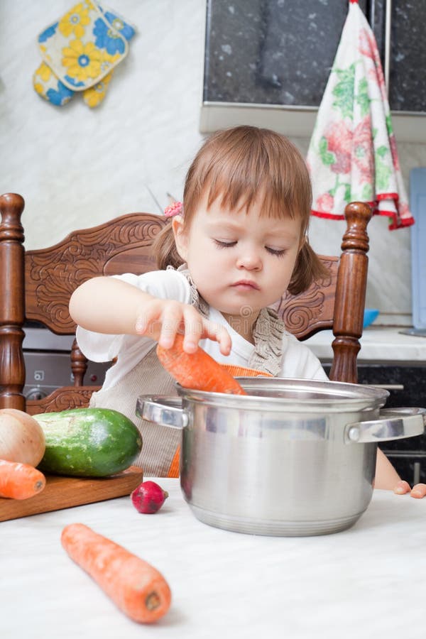 Little girl stock photo. Image of dinner, vegetables - 22051742