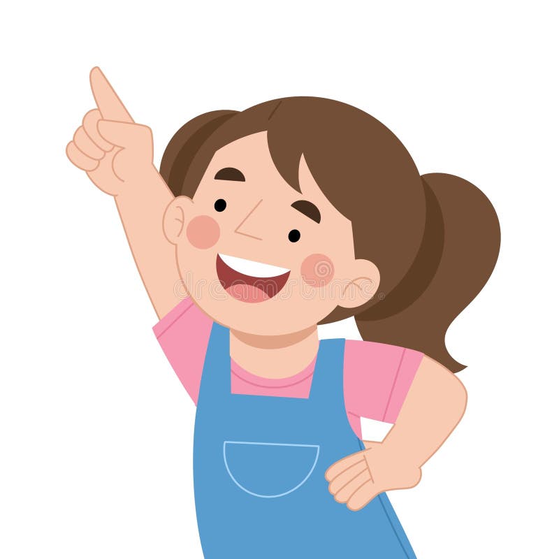 Little Girl Pointing Hand Cartoon Illustration Stock Illustration ...