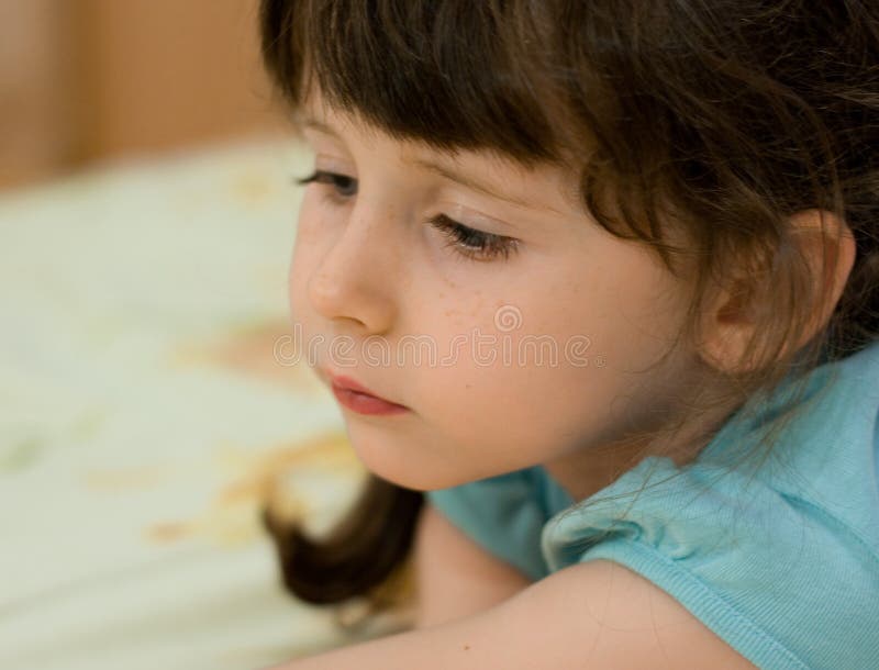 Portrait of a Serious Little Girl Stock Image - Image of serious, white ...