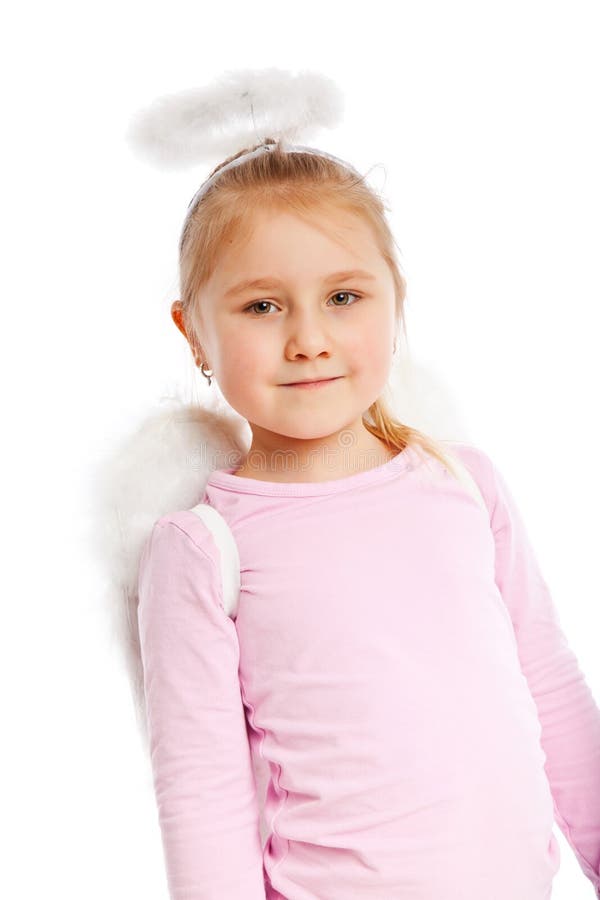 Little Girl in Angel Costume. Stock Image - Image of adorable ...