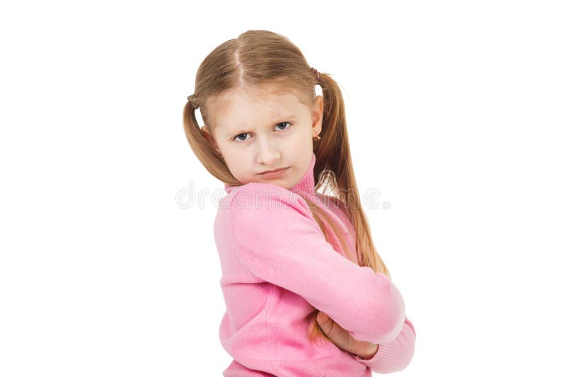 Little Girl Angry Isolated on White Background Stock Photo - Image of ...