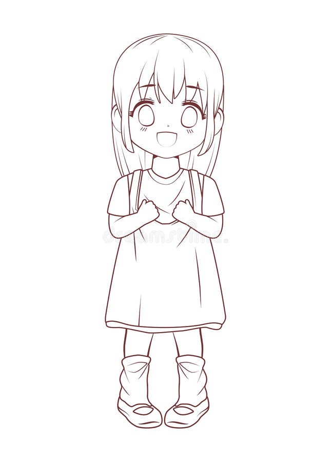Little girl anime style stock illustration. Illustration of anime ... Little girl anime style stock illustration. Illustration of anime ...