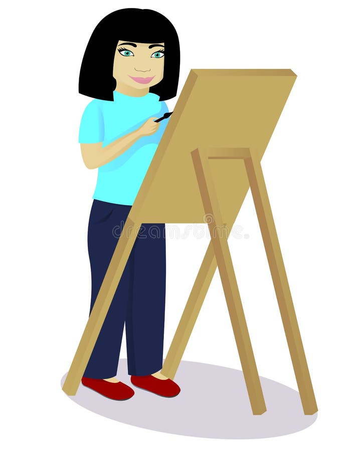 Little girl an artist stock vector. Illustration of cartoon - 82605664
