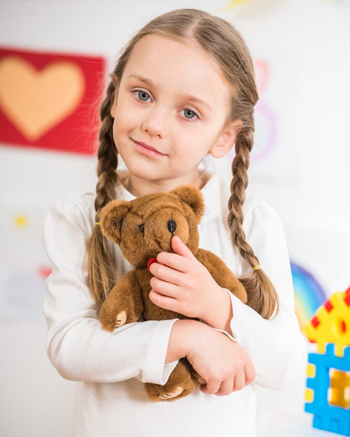 Little Girl Awith Teddy Stock Photos - Free & Royalty-Free Stock Photos ...