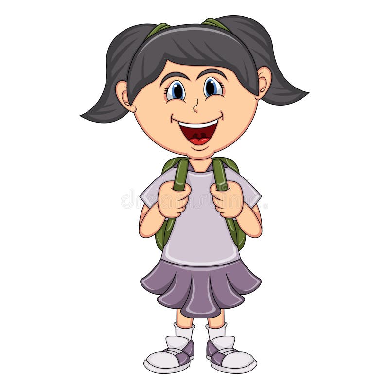 Cartoon Girl Backpack Stock Illustrations – 10,898 Cartoon Girl ...