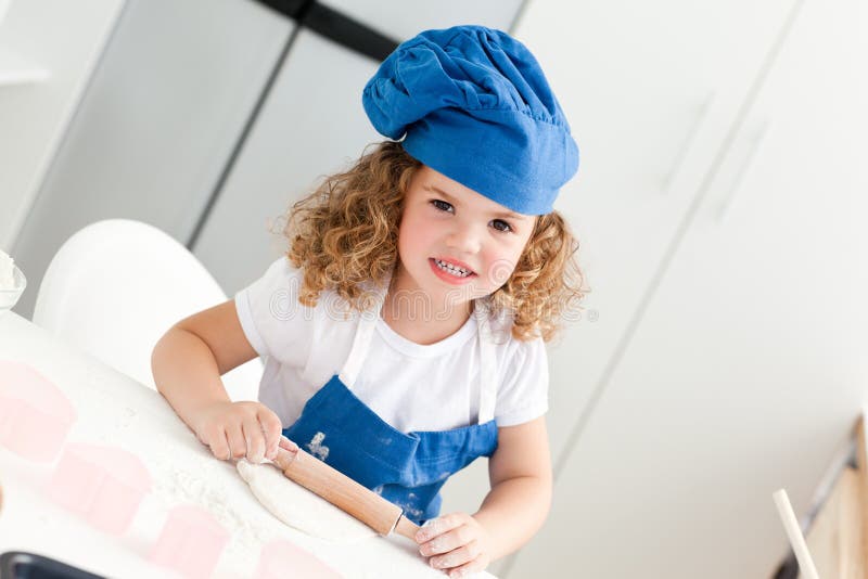 Little Girl Baking in the Kitchen Stock Photo - Image of happiness ...