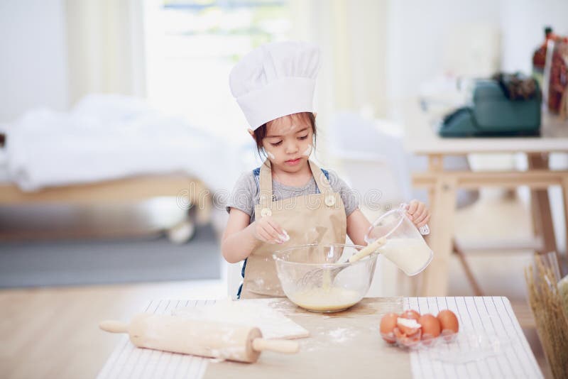 Little Girl Baking in a Kitchen Stock Photo - Image of home, baker ...