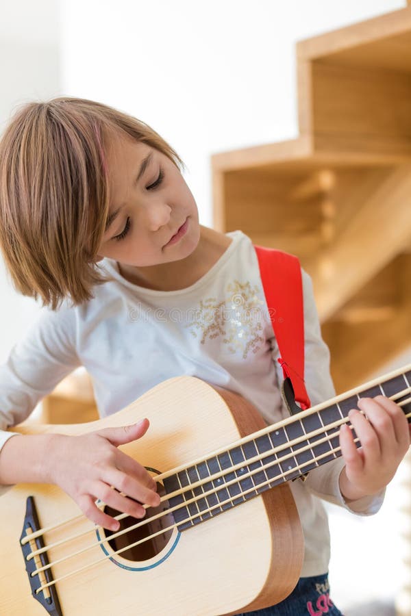 Little girl with bass stock photo. Image of bass, talented - 83358910