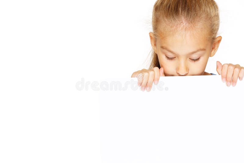 Little Girl with Blank Sign Stock Photo - Image of cute, girls: 66104126