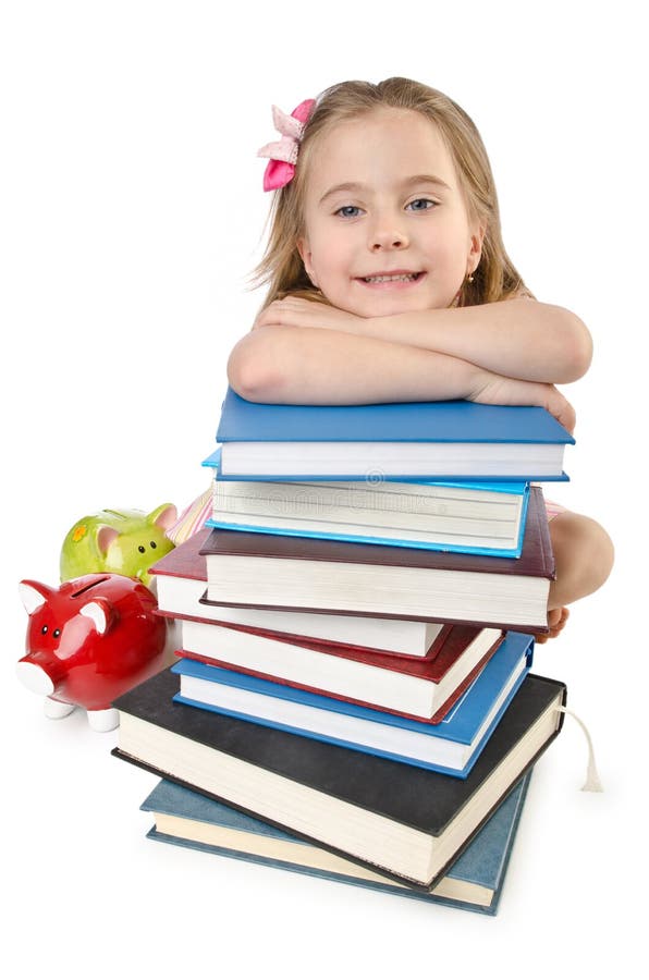 Little girl with books stock photo. Image of child, caucasian - 26630256