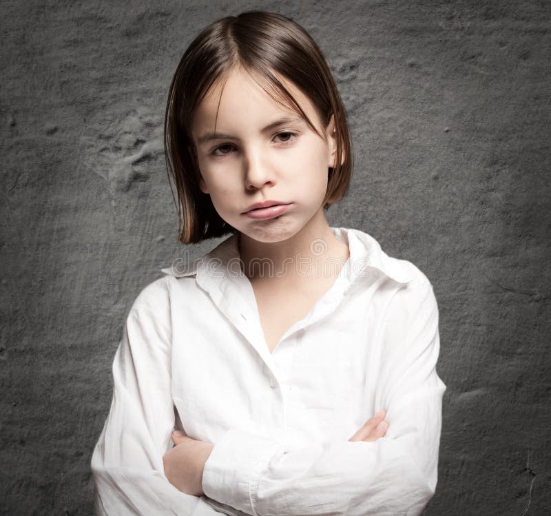 Little Girl with Bored Expression Stock Image - Image of child, face ...