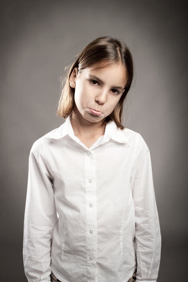 Little Girl with Bored Expression Stock Image - Image of pessimistic ...