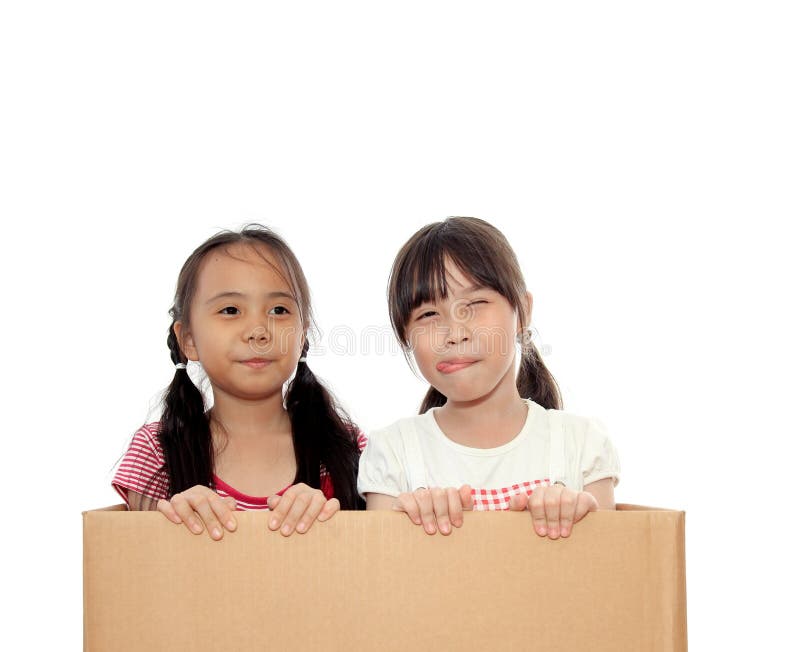 Little girl in the box stock photo. Image of house, landscape - 24990046