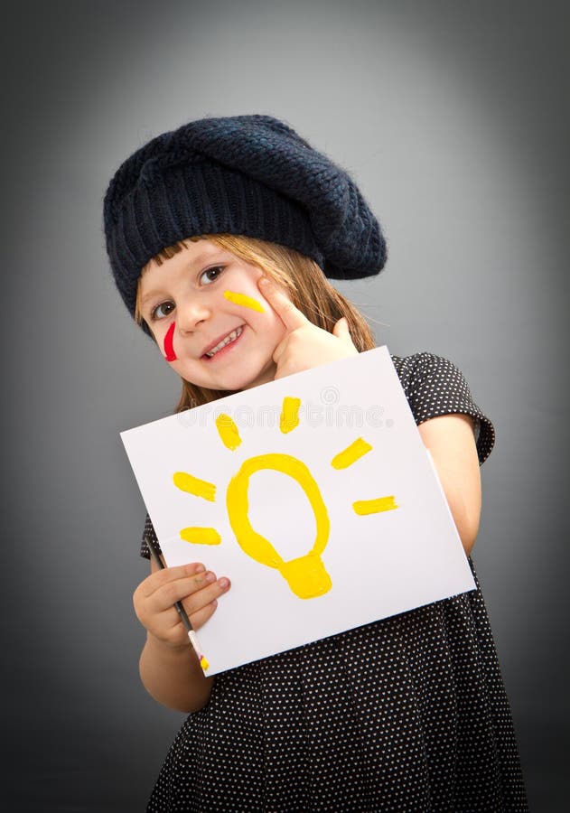 Little Girl with a Bright Idea Stock Photo - Image of design, idea ...