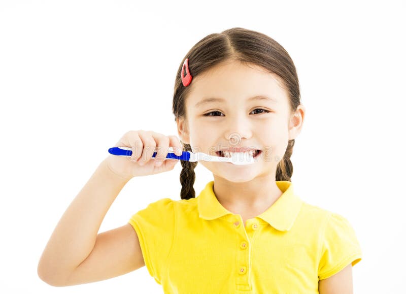 Little Girl Brushing the Teeth Stock Photo - Image of health, cute ...