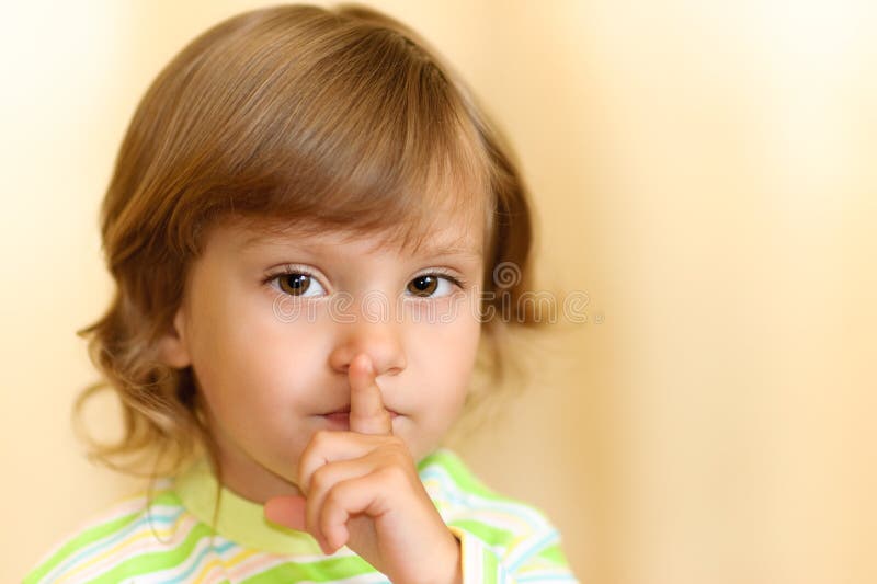 Little Girl Calls for Silence Stock Photo - Image of backgrounds ...
