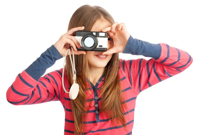 Little girl with a camera stock photo. Image of beautiful - 17905996