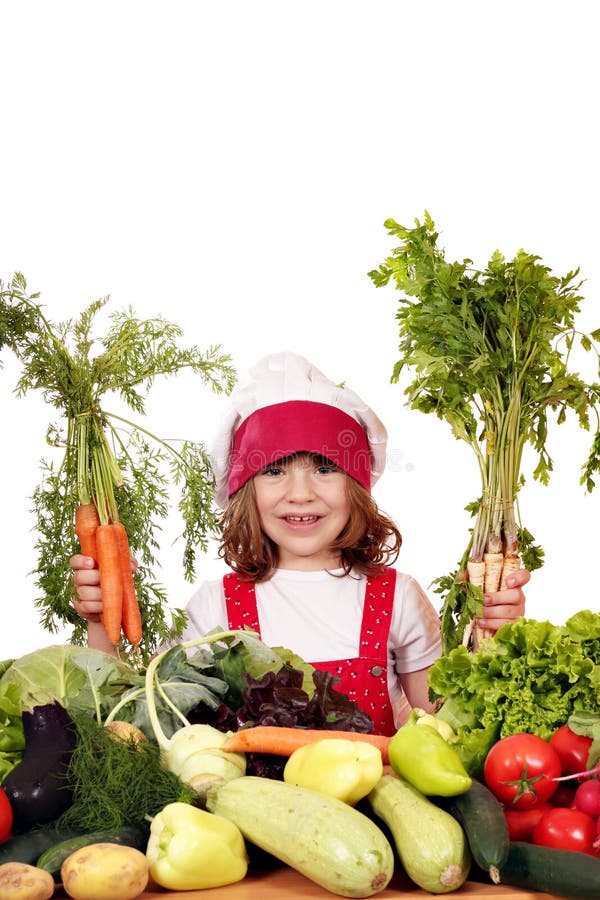 Little Girl with Carrots and Vegetables Stock Image - Image of ...