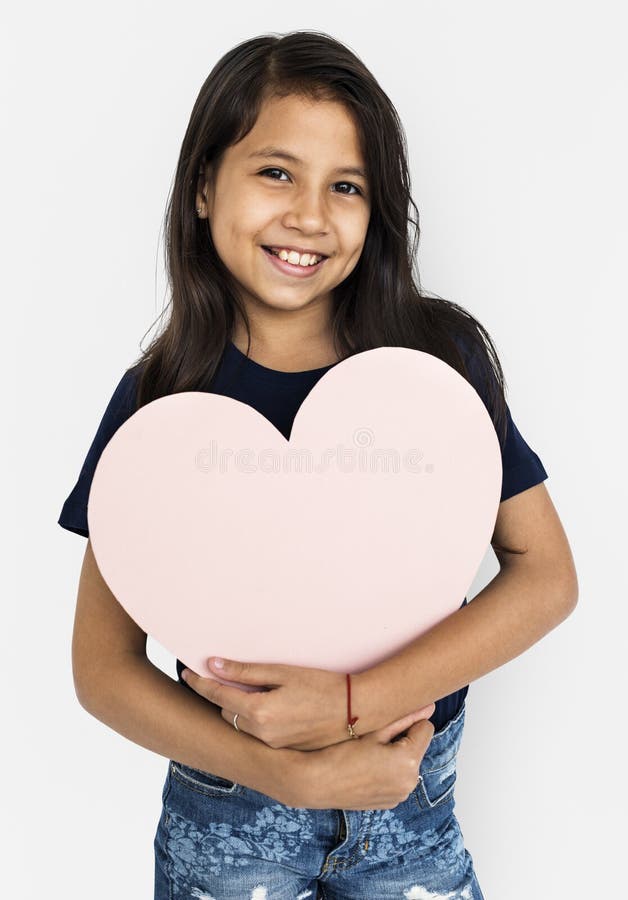 Little Girl Carrying Heart Concept Stock Photo - Image of concept ...