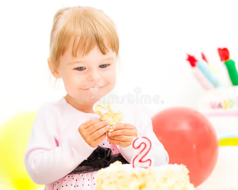 Little Girl Celebrating Second Birthday Stock Image - Image of present ...