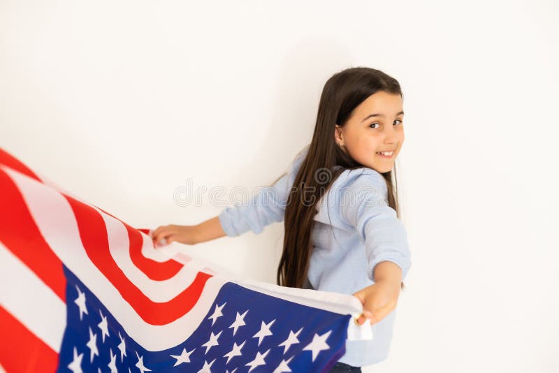 Little Girl Celebrating Us Independence Day Stock Photo - Image of ...