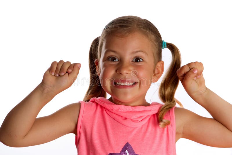 Little Girl Cheering with Delight Stock Image - Image of pretty, happy ...