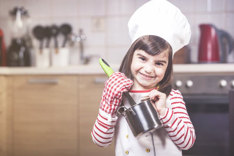 Little Girl Chef in the Kitchen Stock Image - Image of child, chef ...