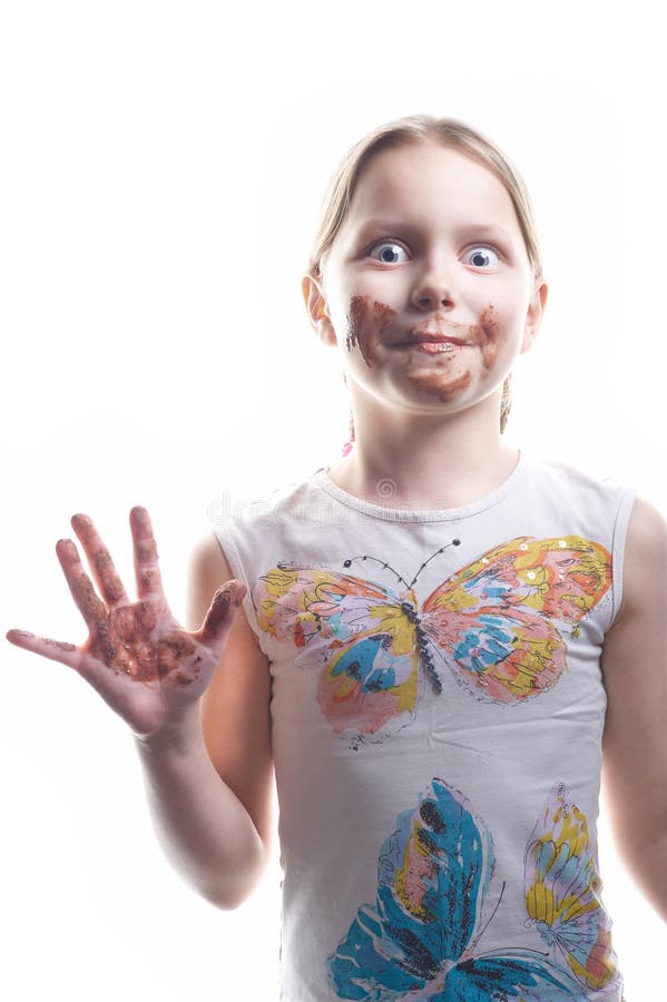 Girl and chocolate stock photo. Image of cute, child - 12154138