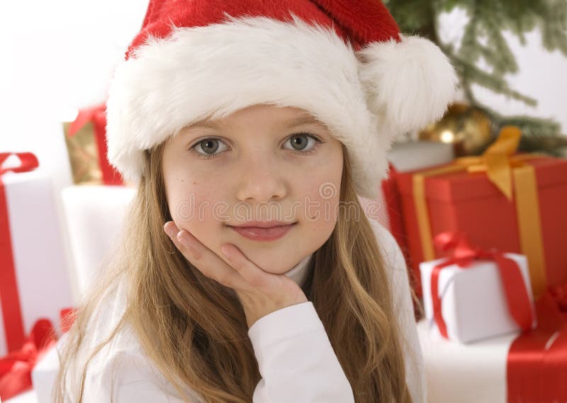 Little girl with christmas stock photo. Image of santa - 16824174