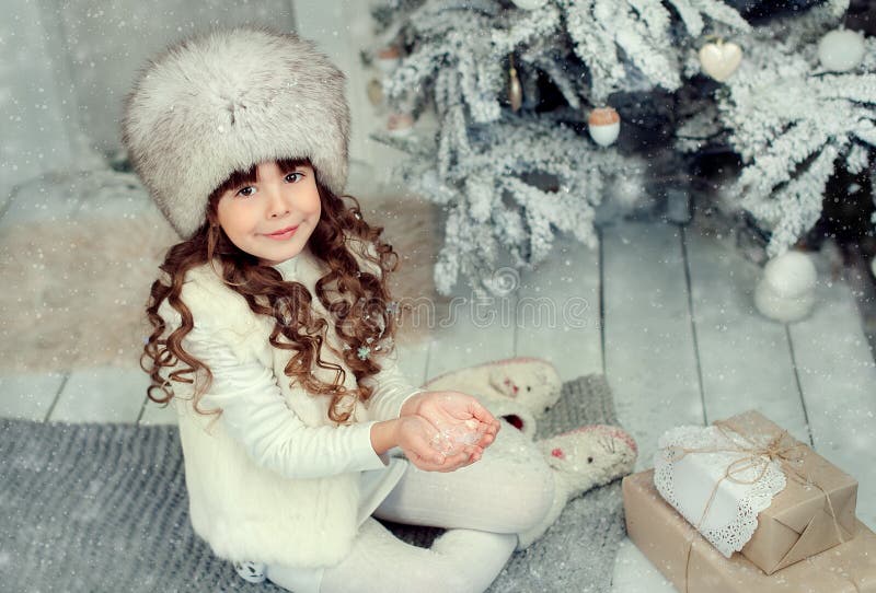 Little girl on Christmas stock photo. Image of caucasian - 62900942