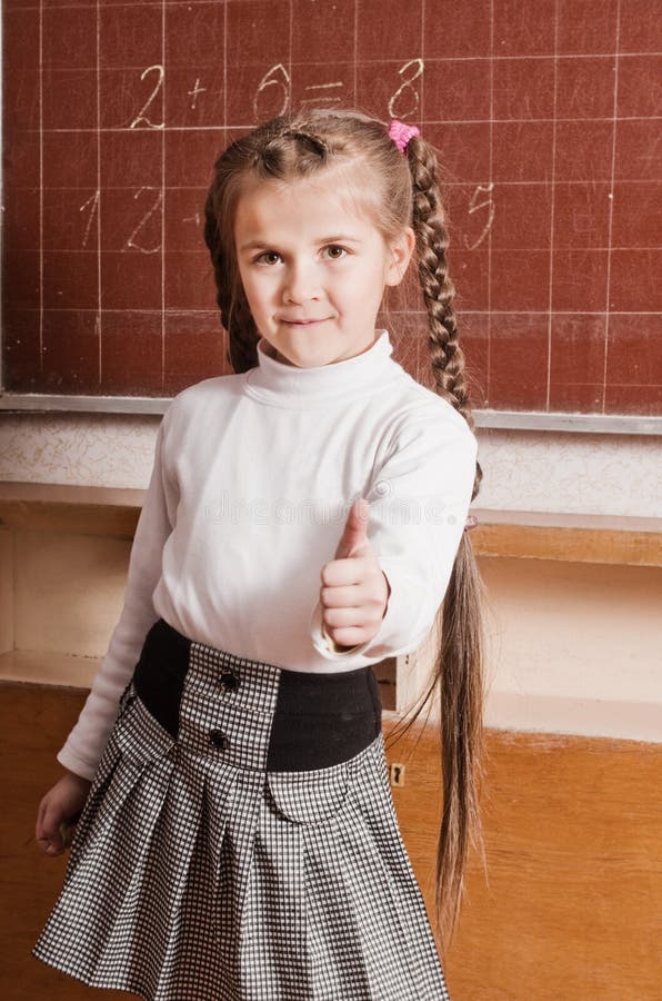 Little Girl in the Classroom Stock Image - Image of chalkboard ...
