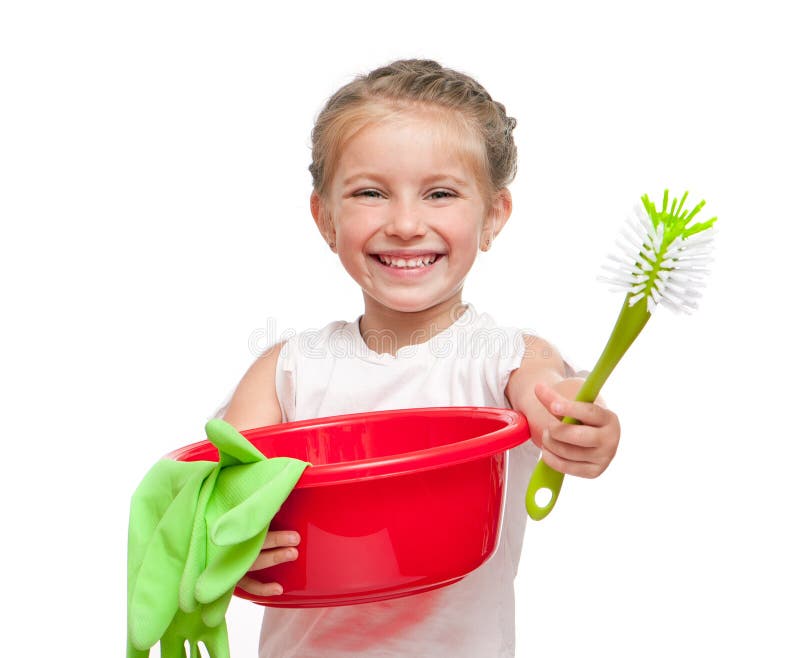 Happy Kids with Cleaning Equipment Stock Photo - Image of housewife ...