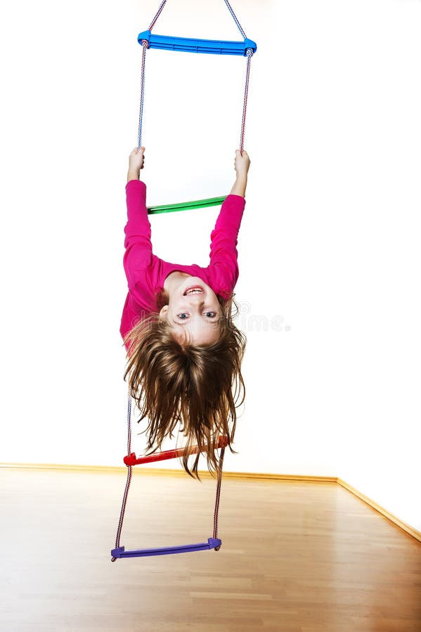 Little Girl Climbing on a Ladder Stock Image - Image of color, climbing ...