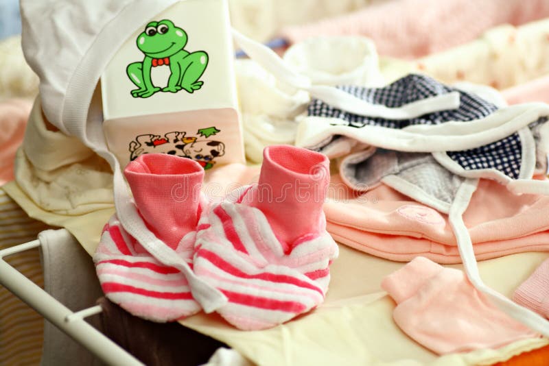 Little Girl Clothes on a Drying Rack Stock Photo - Image of laundry ...