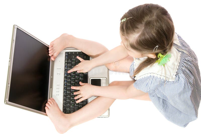 Little girl with computer stock image. Image of child - 8868895