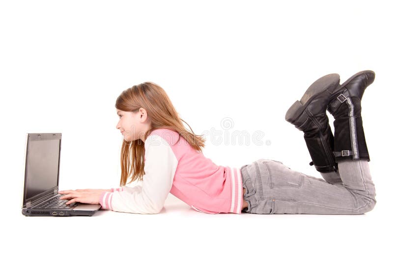 Little girl stock photo. Image of computer, emotion, girl - 88367368