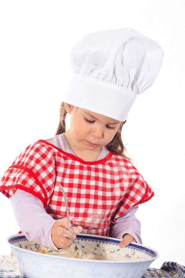 Little Girl in the Cook Costume Stock Image - Image of helping, meal ...